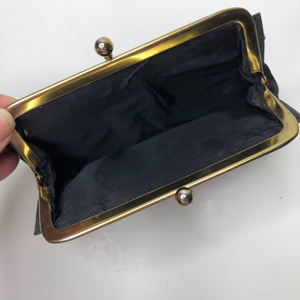 Vintage Victorian Satin Kiss Lock Coin Purse - Gem